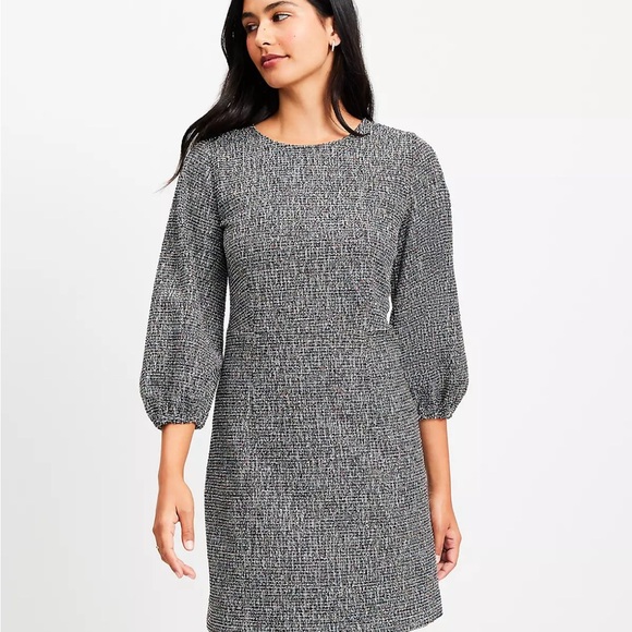 LOFT | Dresses | Loft Black And White Long Sleeve Dress | Poshmark